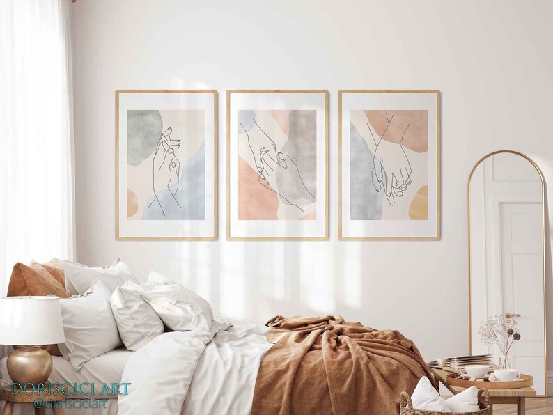 Minimalist Holding Hands Printable Set of 3couple Hands One - Etsy