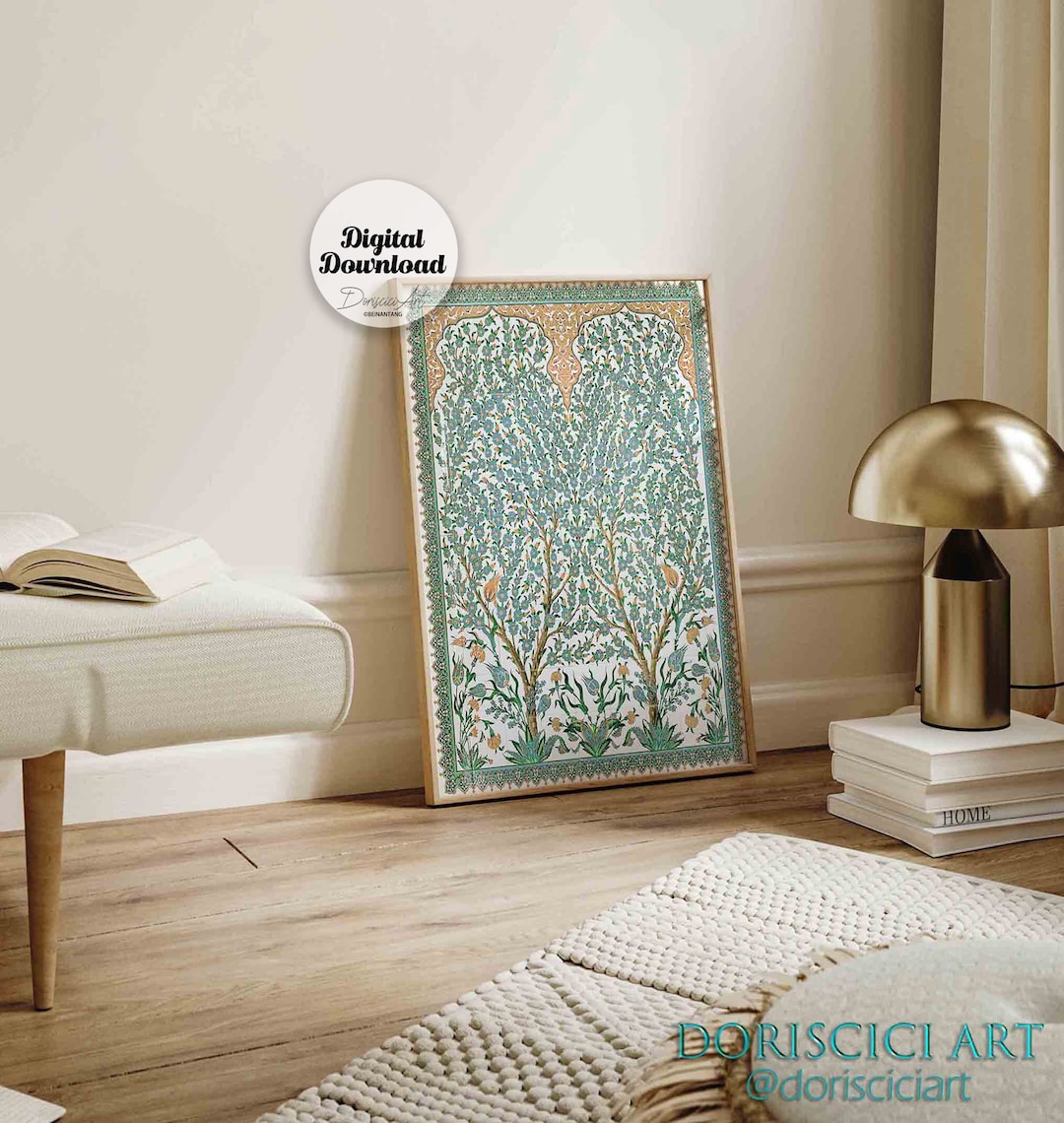 Sage Green Islamic Tile Pattern Printable Wall Art,boho Moroccan Home ...