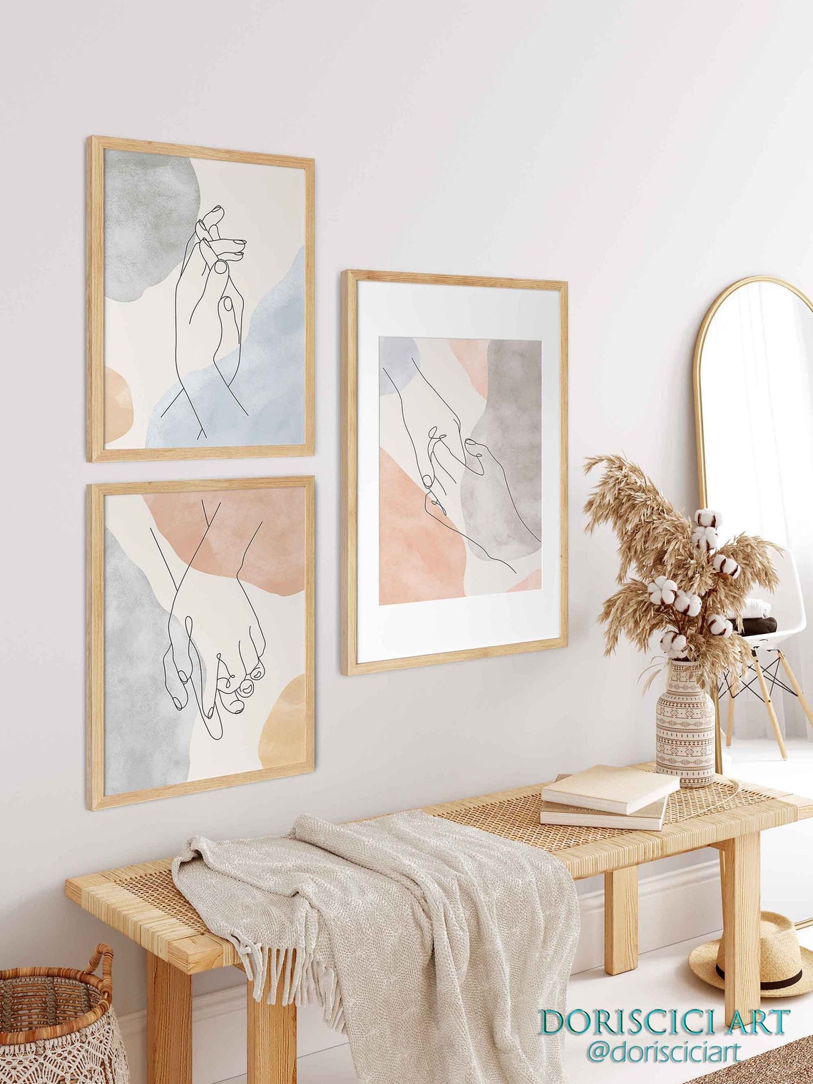 Minimalist Holding Hands Printable Set of 3couple Hands One - Etsy