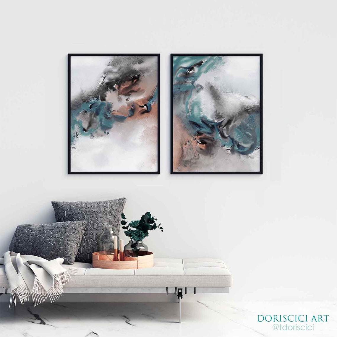 Set of 2 PrintsAbstract Wall ArtPrintable Abstract instant | Etsy