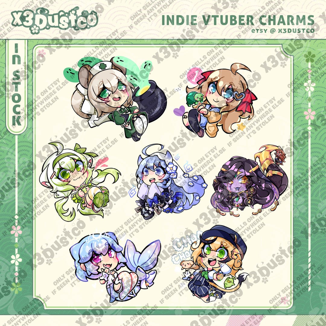 2.5in Indie Vtuber Keychain Charms Bao/neuro/dooby/mogu/nimi/laimu ...
