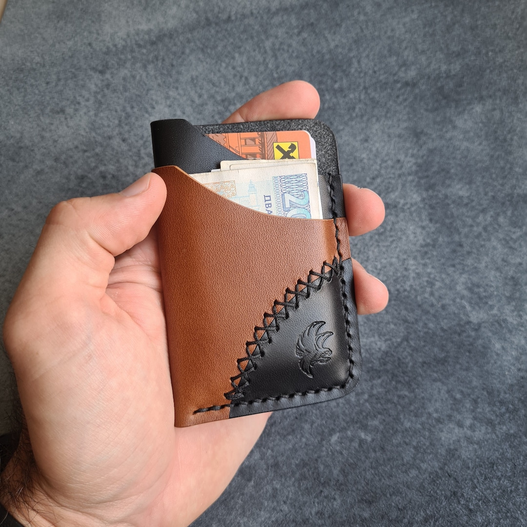 Minimalist Leather Edc Wallet for Men,handmade Leather Card Holder,slim ...