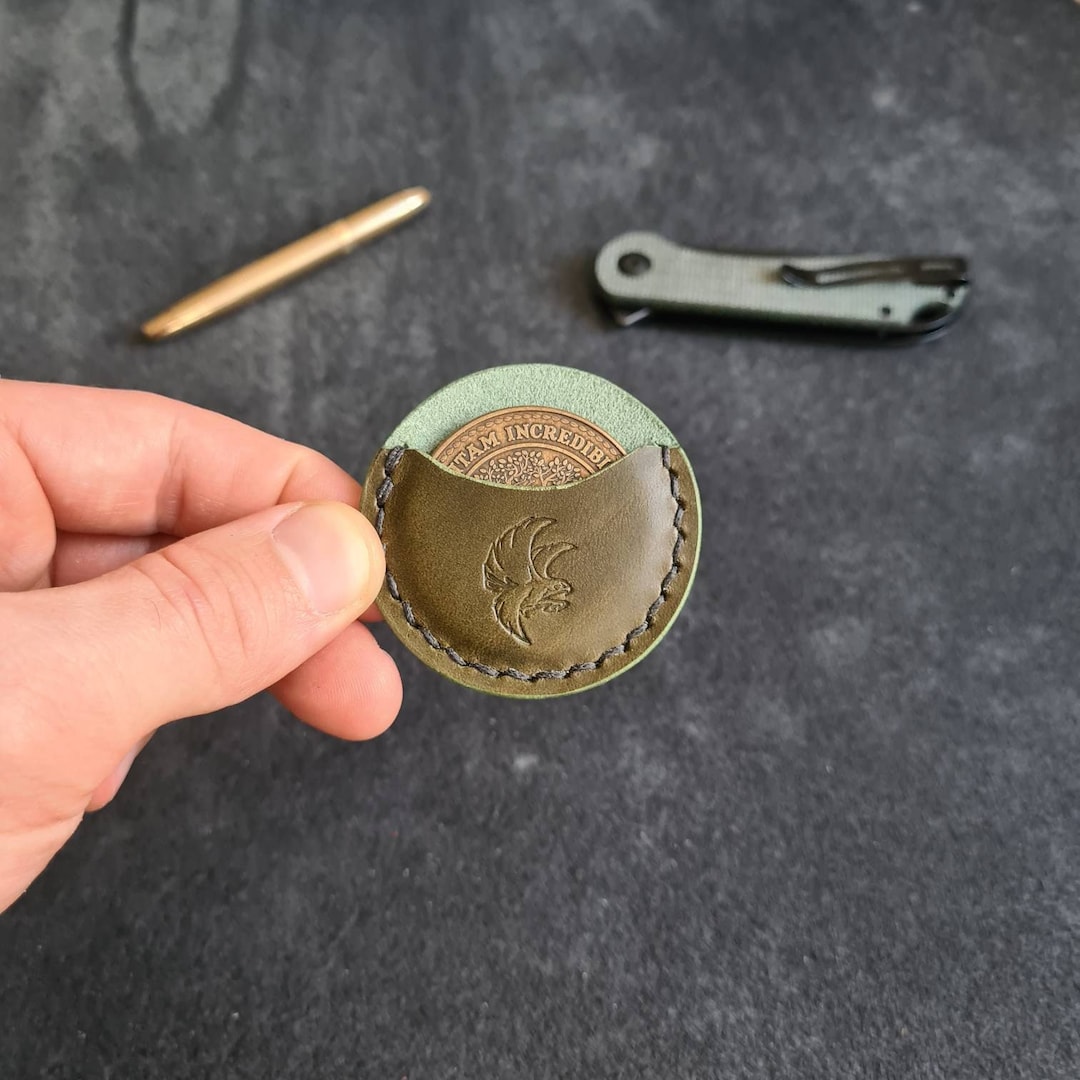 Leather Challenge Coin Holder,edc Coin Pouch,edc Challenge Coin Slip ...