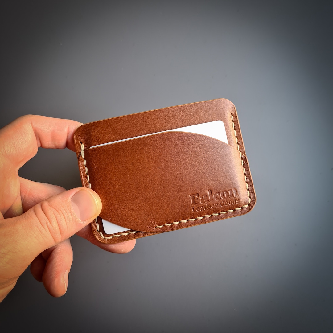 Slim Front Pocket Leather Edc Wallet,minimalist Wallet,leather Card ...