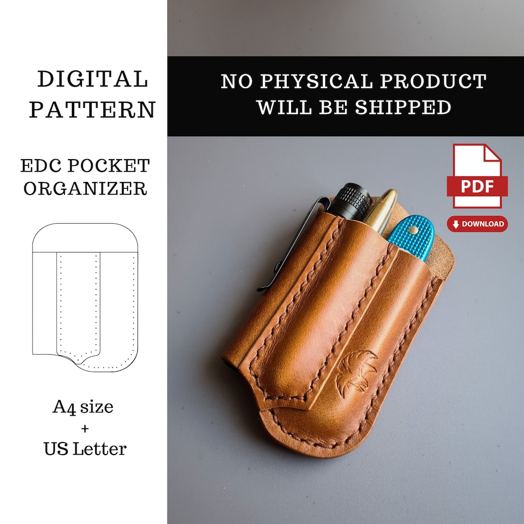 Edc Pocket Organizer PDF Pattern,pdf Template Leather Edc Organizer,leather Sheath Template,sak ...