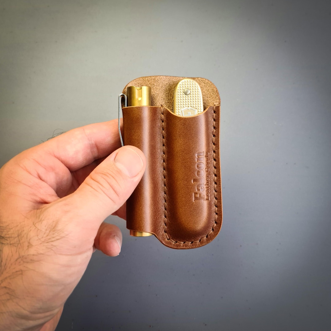 Flashlight and Knife Leather Sheath,flashlight Holder,olight & SAK ...