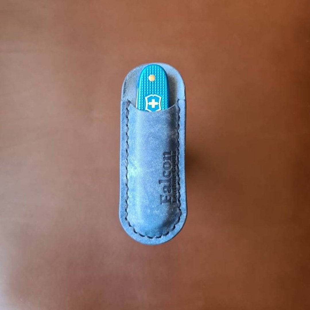 Knife Pouch Made of Blue Maya Leather,edc Leather Slip,leather Knife ...
