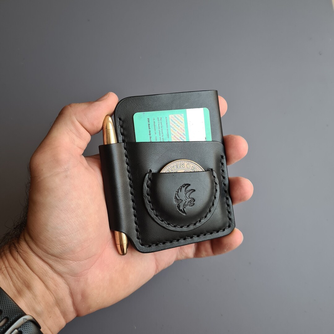 Leather Edc Wallet With Pen Slot and Coin Pocket,edc Wallet With Coin ...