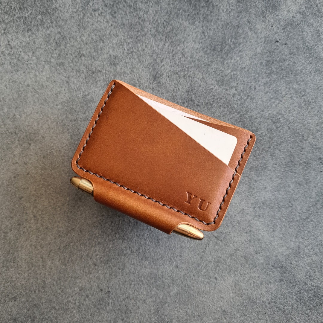 Personalized Minimalist Leather Wallet With Pen Slot,personalized ...