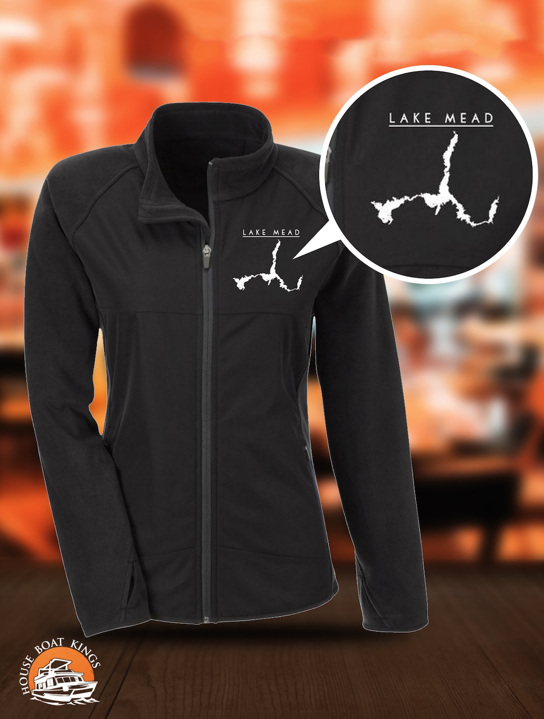 Lake Mead Map Embroidered Women's Microfleece With Front Polyester ...