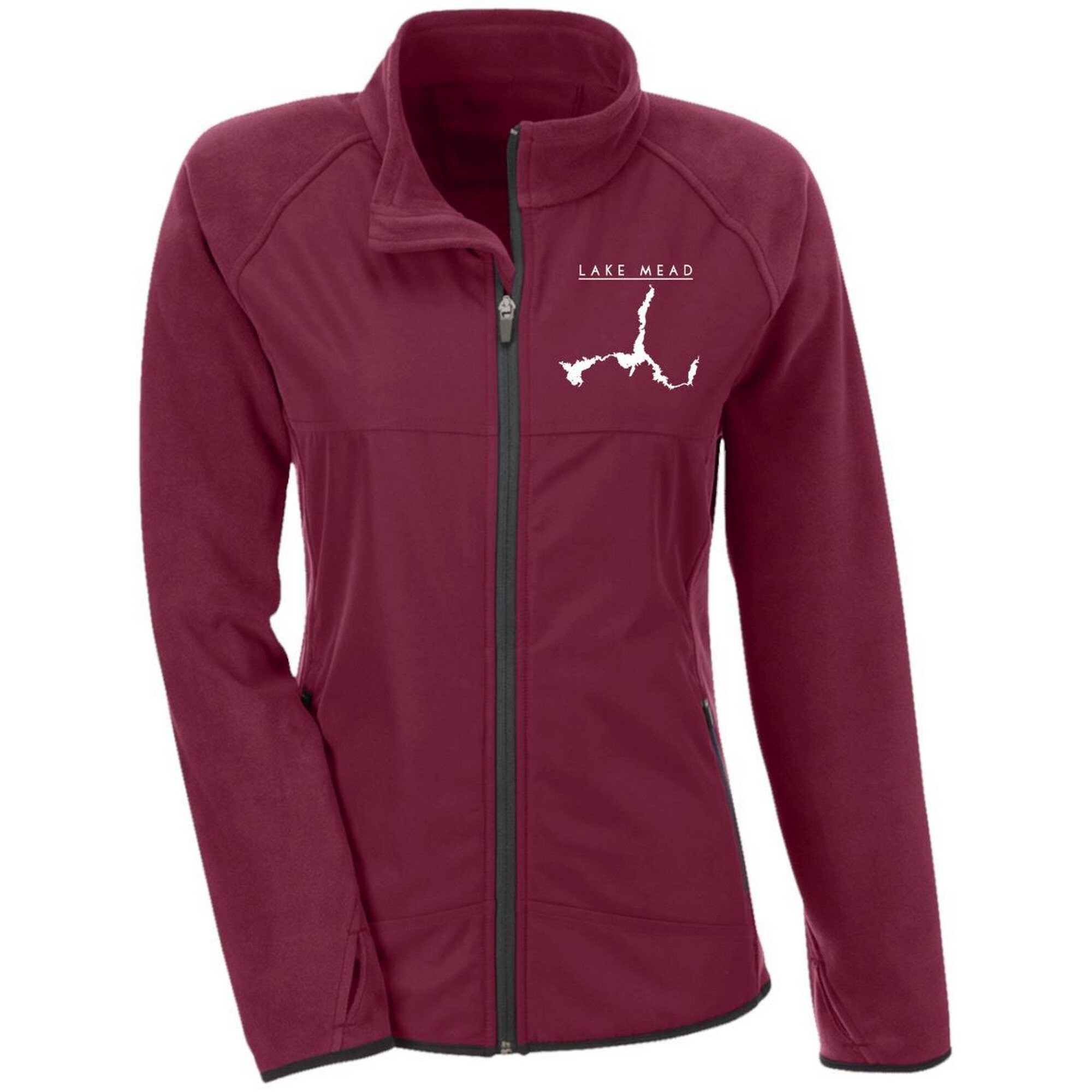 Lake Mead Map Embroidered Women's Microfleece With Front Polyester ...