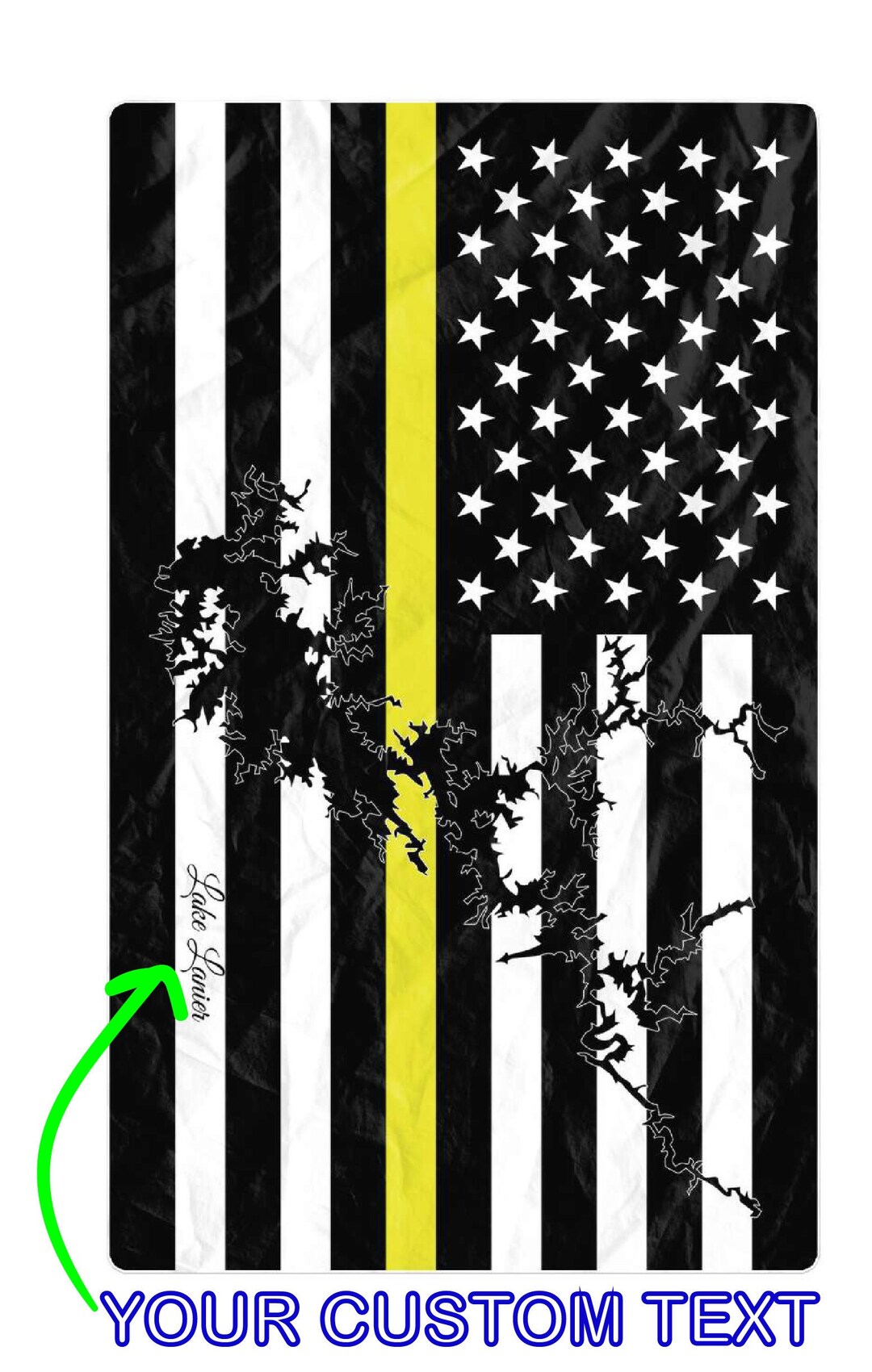 Lake Lanier Oversized Beach Towel Thin Yellow Line Personalized - Etsy