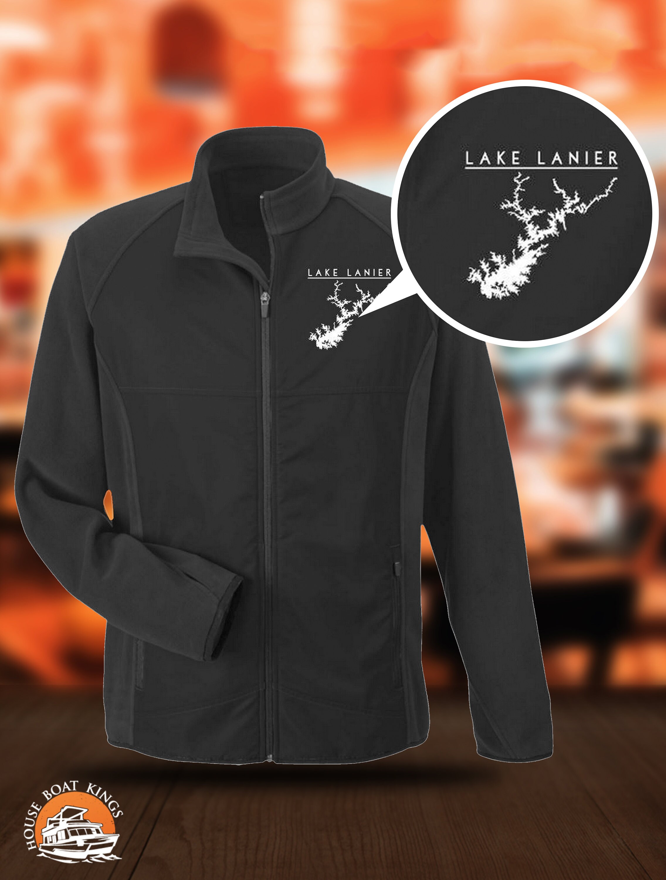 Lake Lanier Map Embroidered Men's Microfleece With Front Polyester ...