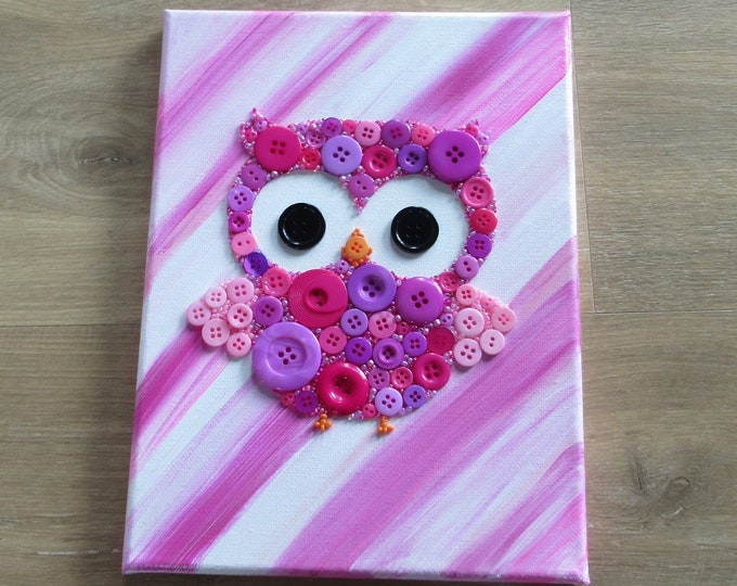 Button Art Painting Silver Silhouette Woman Face on Black - Etsy