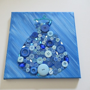 Cute Little Blue Dress Button Art on Canvas, 20 X 20 Cm - Etsy