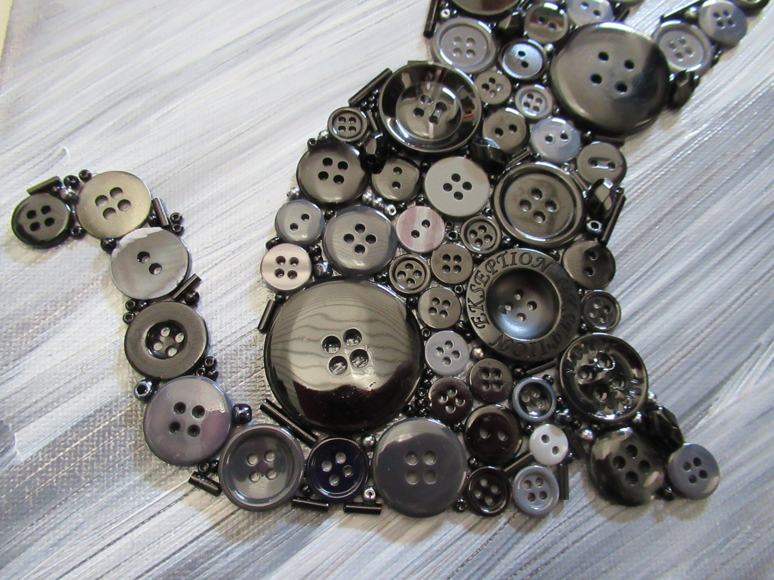 Black and White Button Art Cat. on Canvas 20x20cm - Etsy