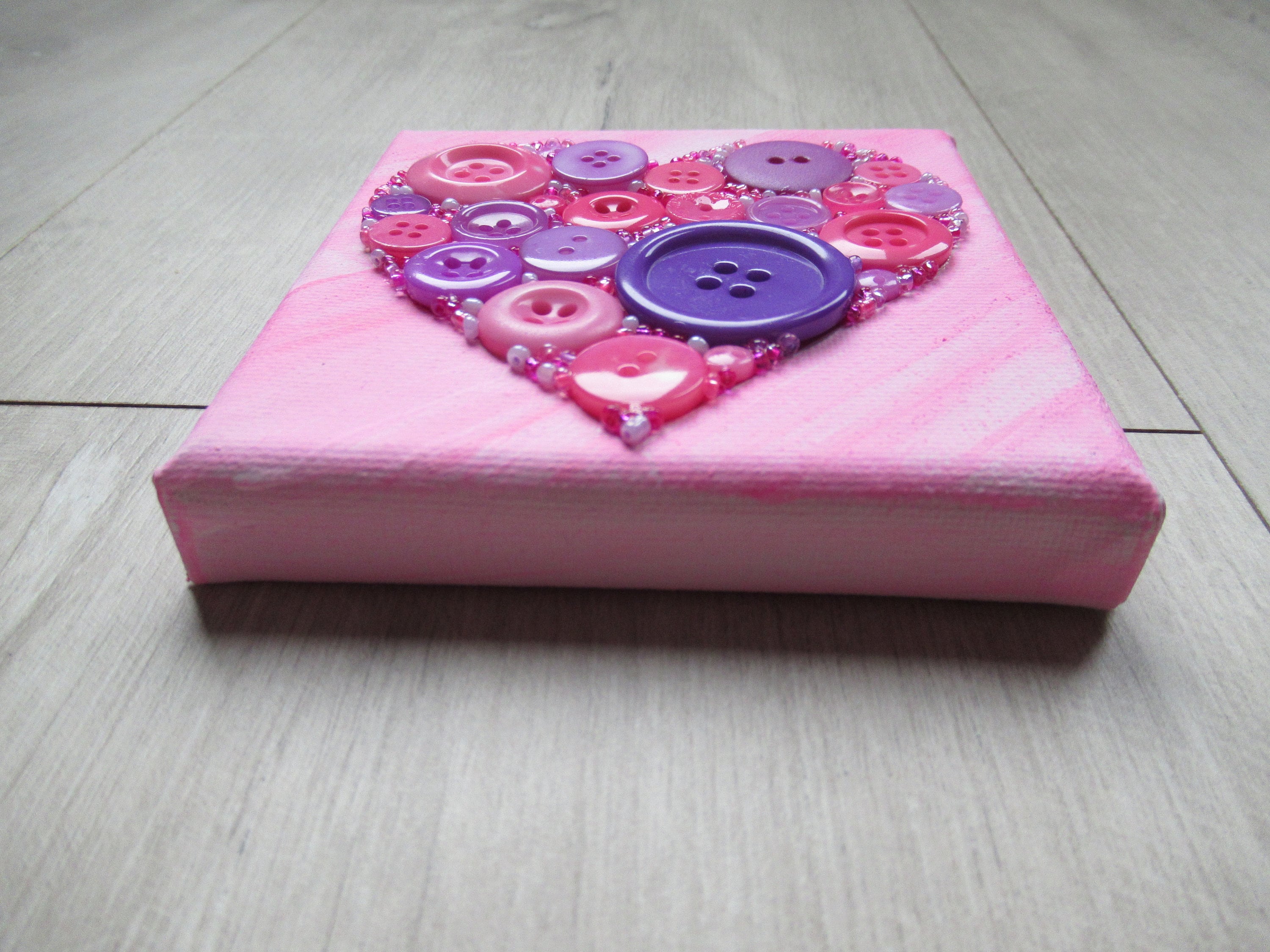 Button Art Heart Painting on Painted Canvas - Etsy