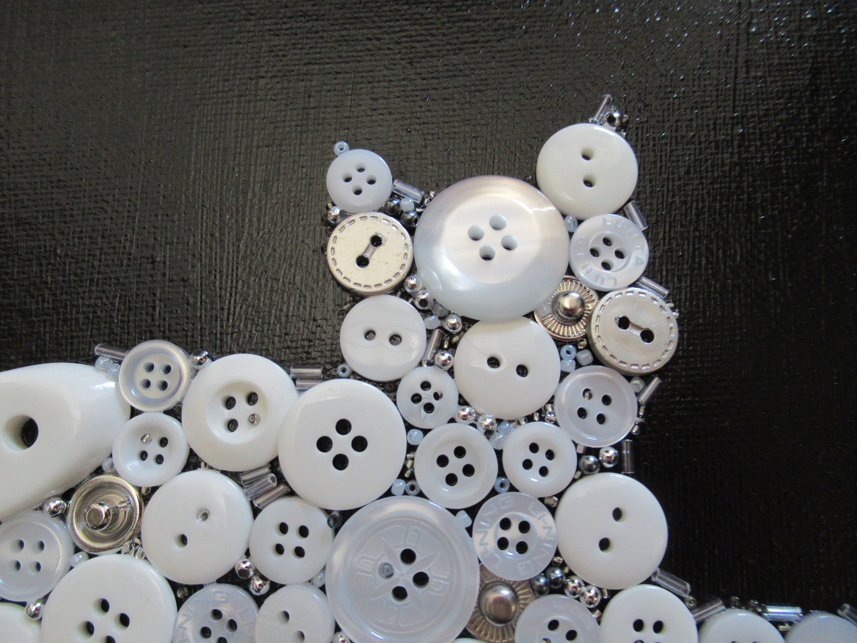 Button Art Cat Black and White on Canvas - Etsy