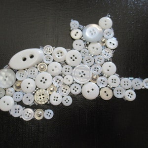 Button Art Cat Black and White on Canvas - Etsy