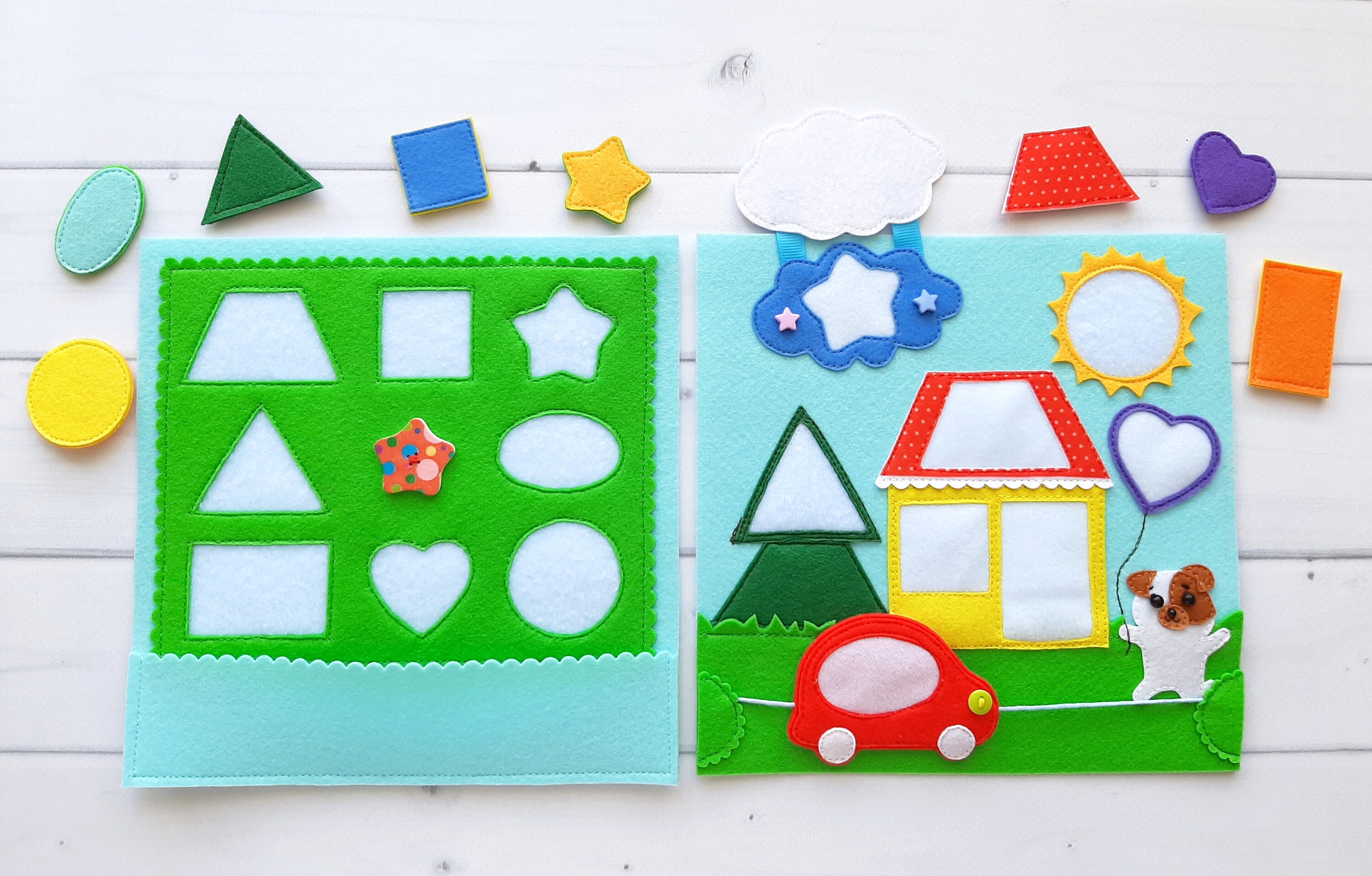 Shapes quiet book pattern Felt activity book pdf for kids | Etsy