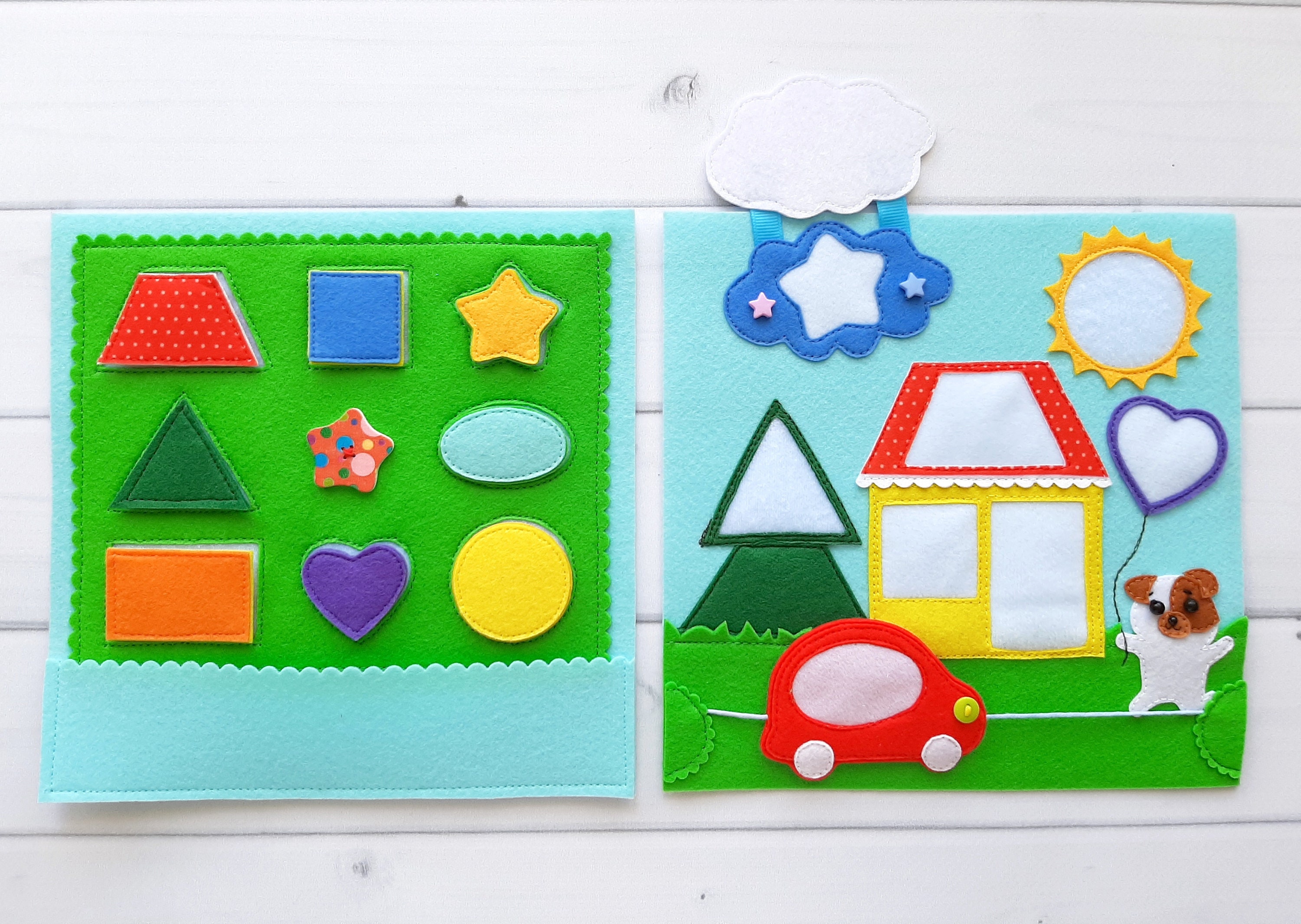 Shapes quiet book pattern Felt activity book pdf for kids | Etsy