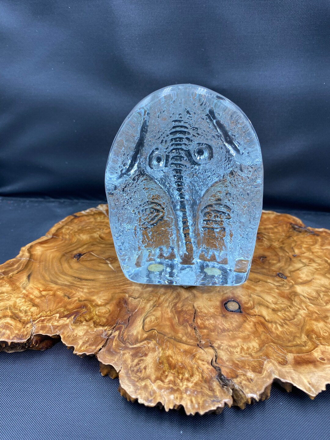 BLENKO Elephant Bookend/paperweight, Ice Art Glass, Textured, Nursery ...