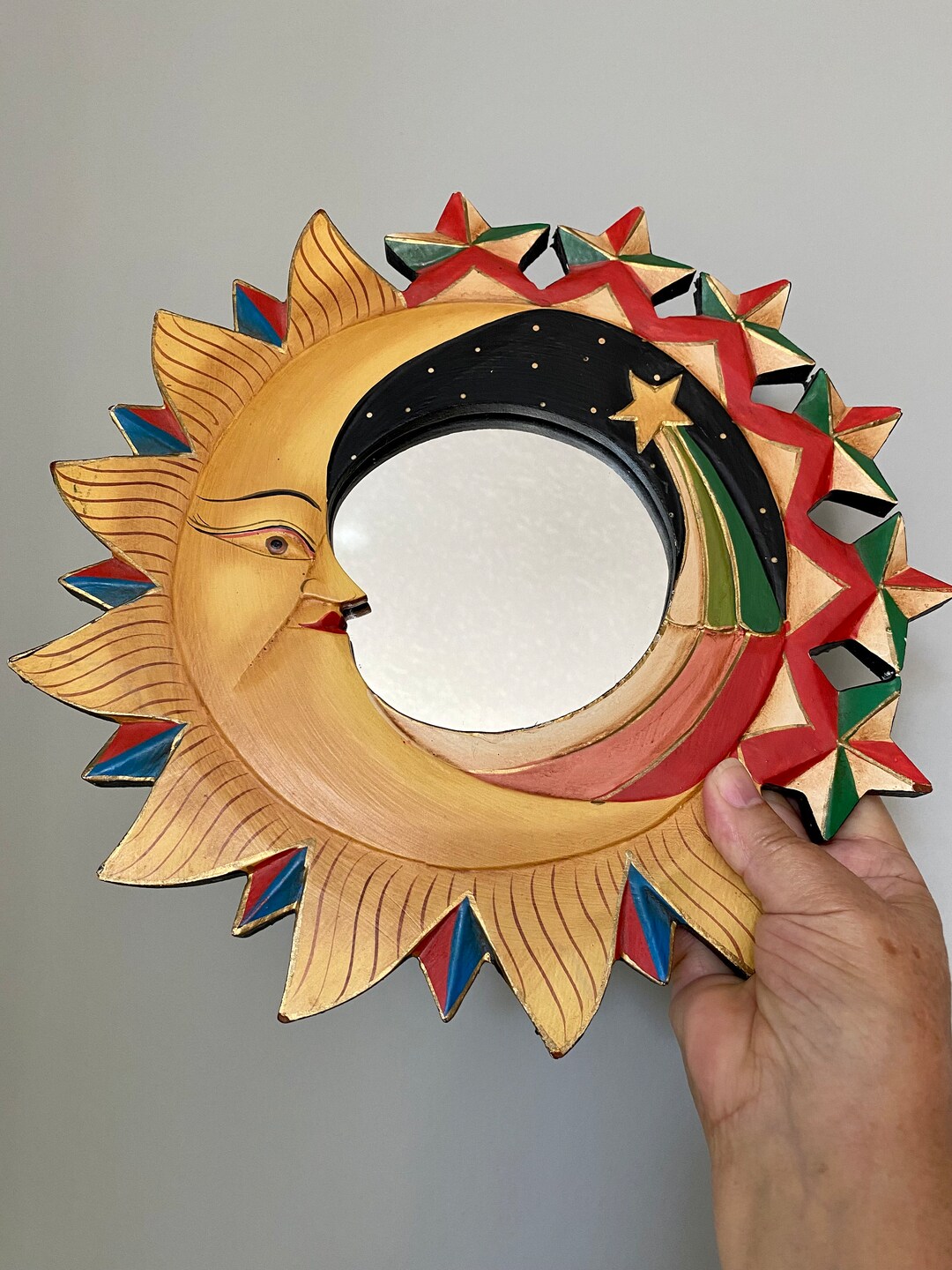 Vintage Wood MOON and STARS Rainbow Shooting Star Decor - Etsy