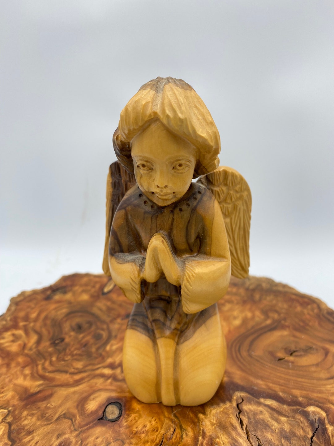 Hand Carved and SIGNED Wooden ANGEL, Praying Angel, Olive Wood ...