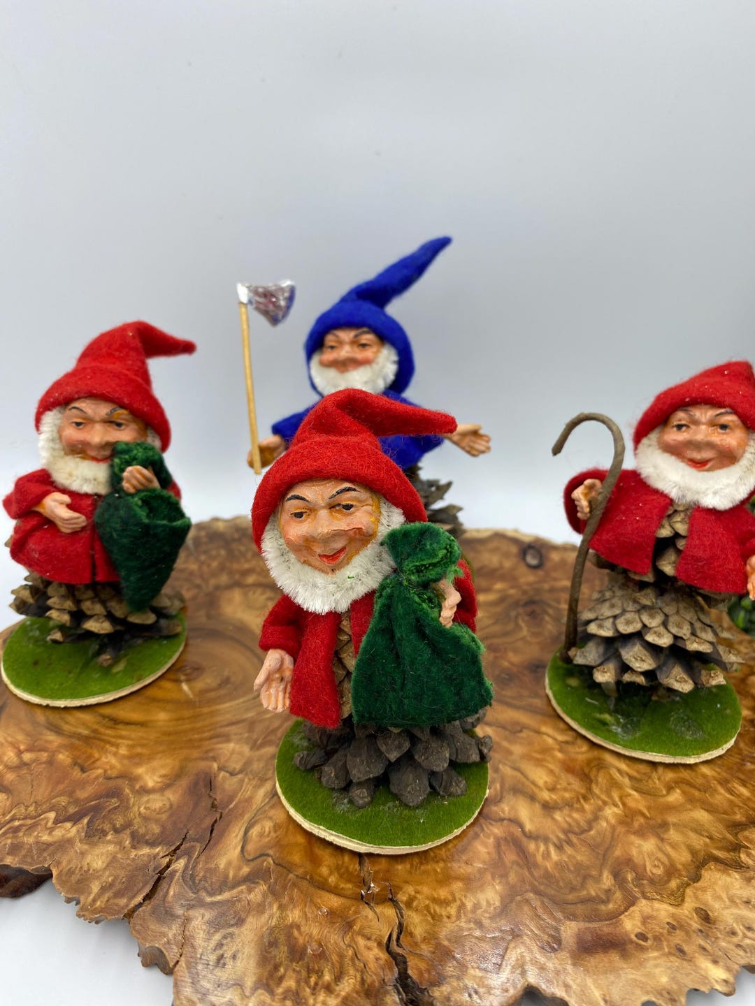 Vintage West German GNOME Figures, SET OF 4, Pinecone Gnomes, Realistic ...