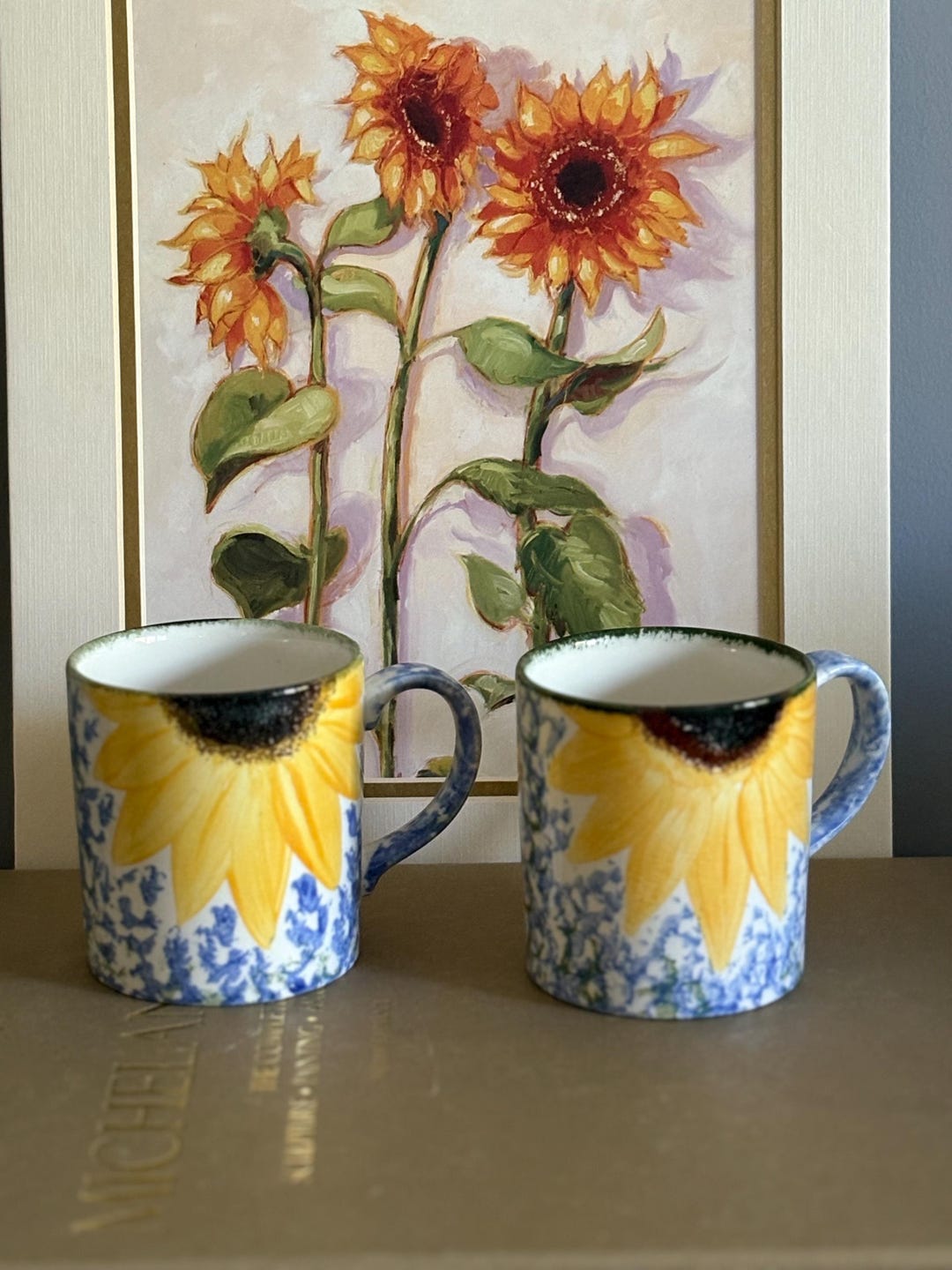 POOLE Pottery Sunflower Mugs, Vintage English Farmhouse Decor, Set of 2 ...