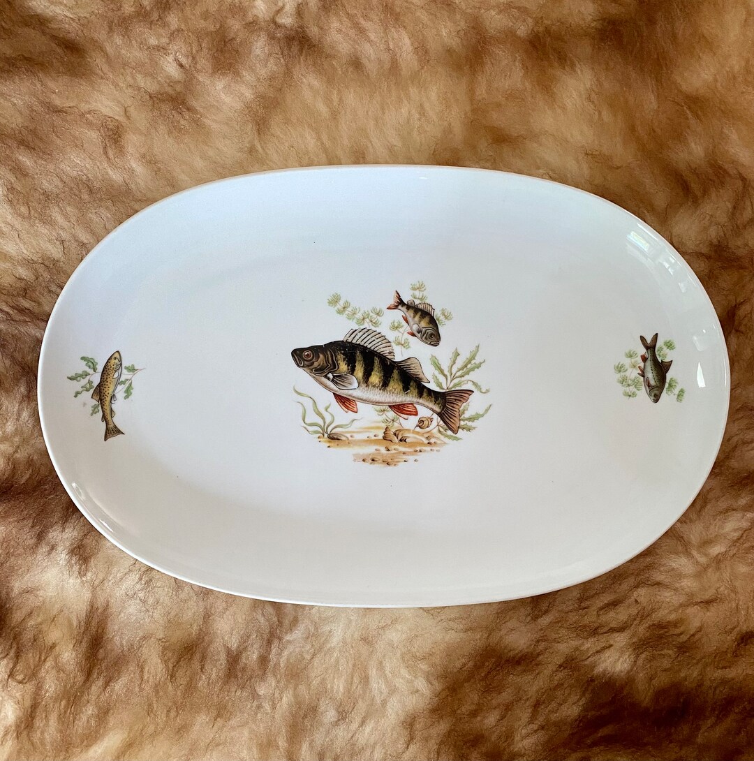 BAVARIA Fish Platter, Porcelain Platter, Fisherman, Cottage, Beach ...