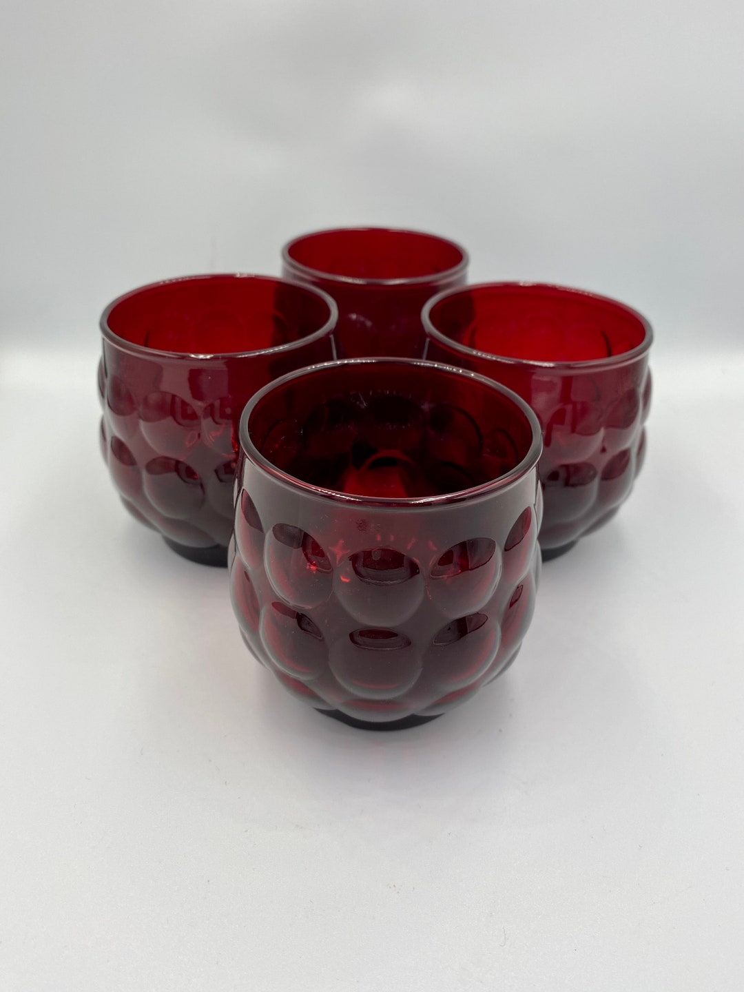 Anchor Hocking ROYAL RUBY Bubble Glasses, Old Fashion Glasses, Set of 4 ...