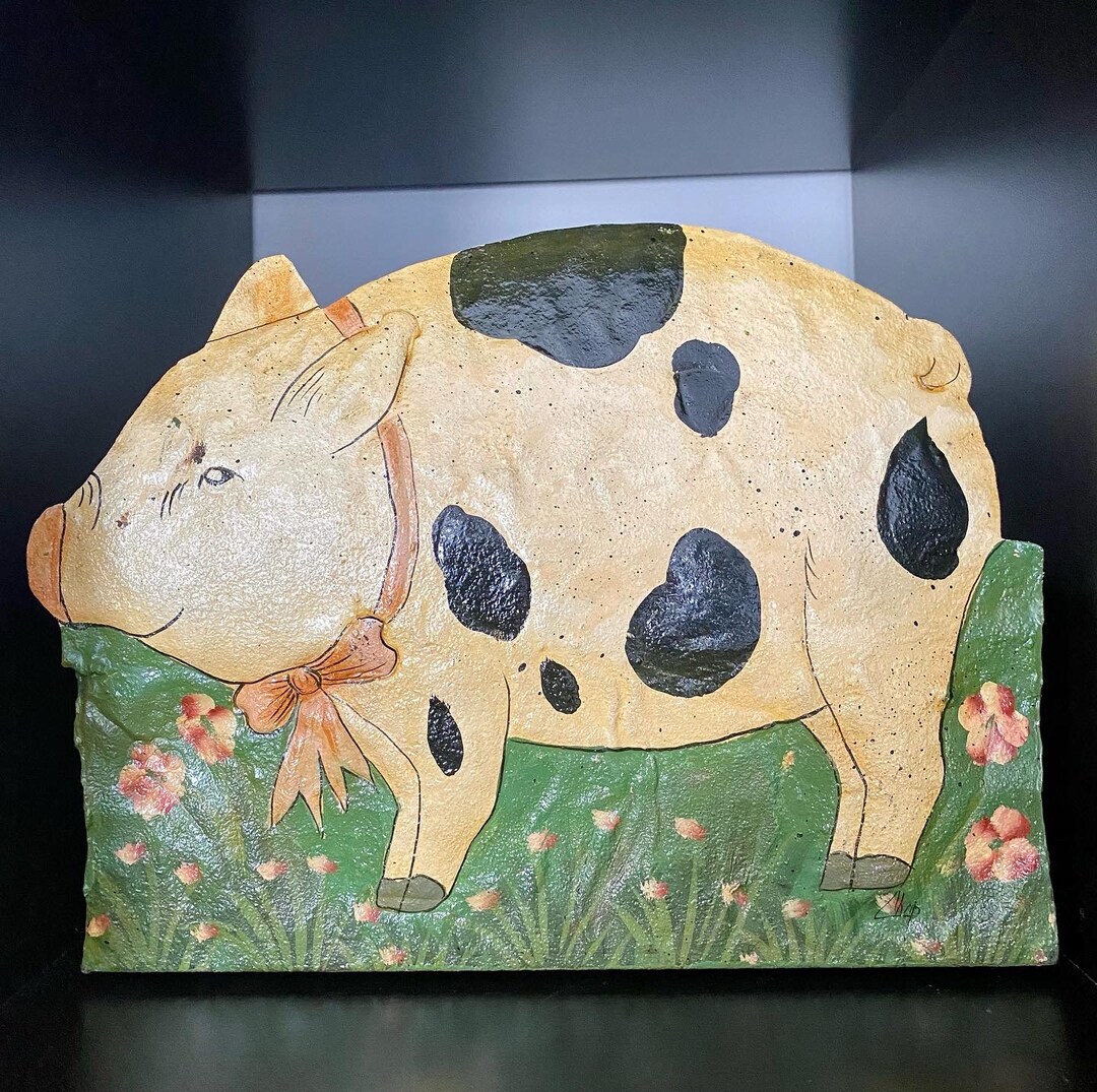 Vintage Metal PIG Planter, Flower Box, Handcrafted, Signed, Folk Art ...