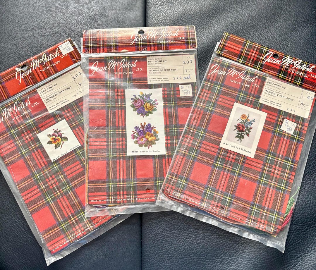 JEAN MCINTOSH Ltd Needlepoint PETIT Point Kits, 3 Choices, Florals ...