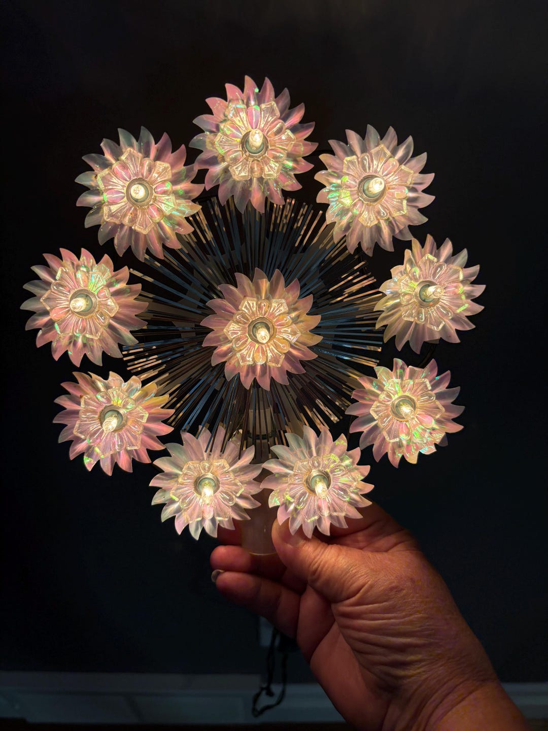 Vintage Christmas Tree Topper, IRIDESCENT PINWHEELS, Retro, 1980s ...