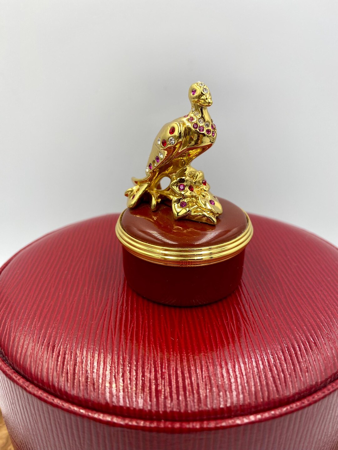 FRANZ ENAMEL Petite Trinket Dish, DOVE Figure, Screw Top, 24 K Gold ...