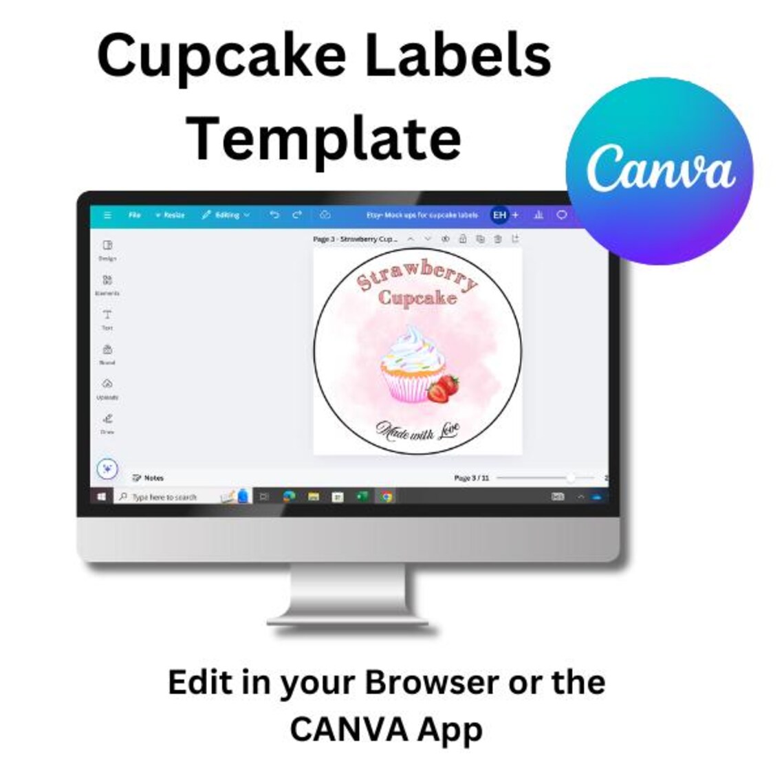 Editable Cupcake Labels With Flavors 3 Different Flavors, Baking Gift ...