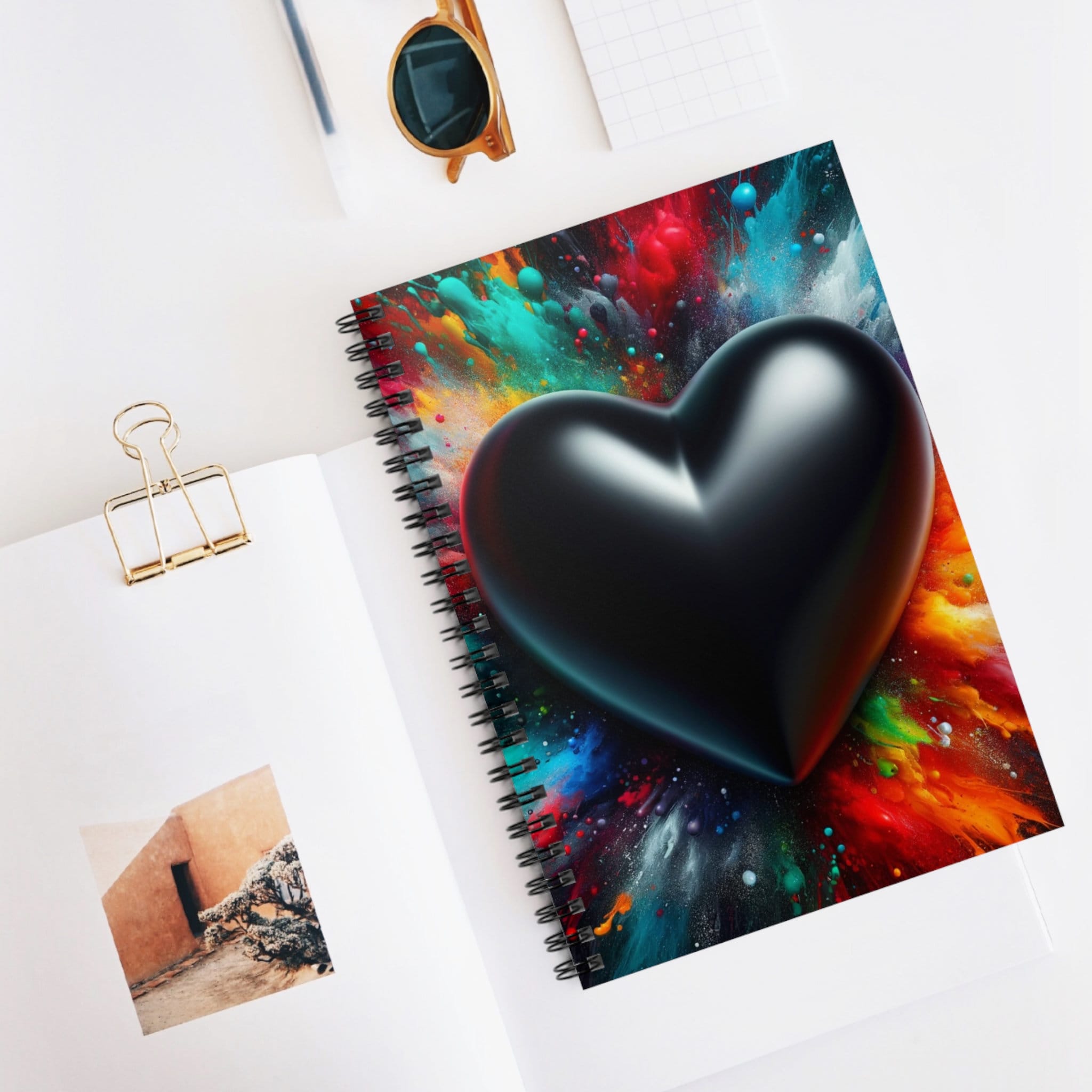 Black Heart Colorful Ruled Notebook - Perfect for School and Creative ...