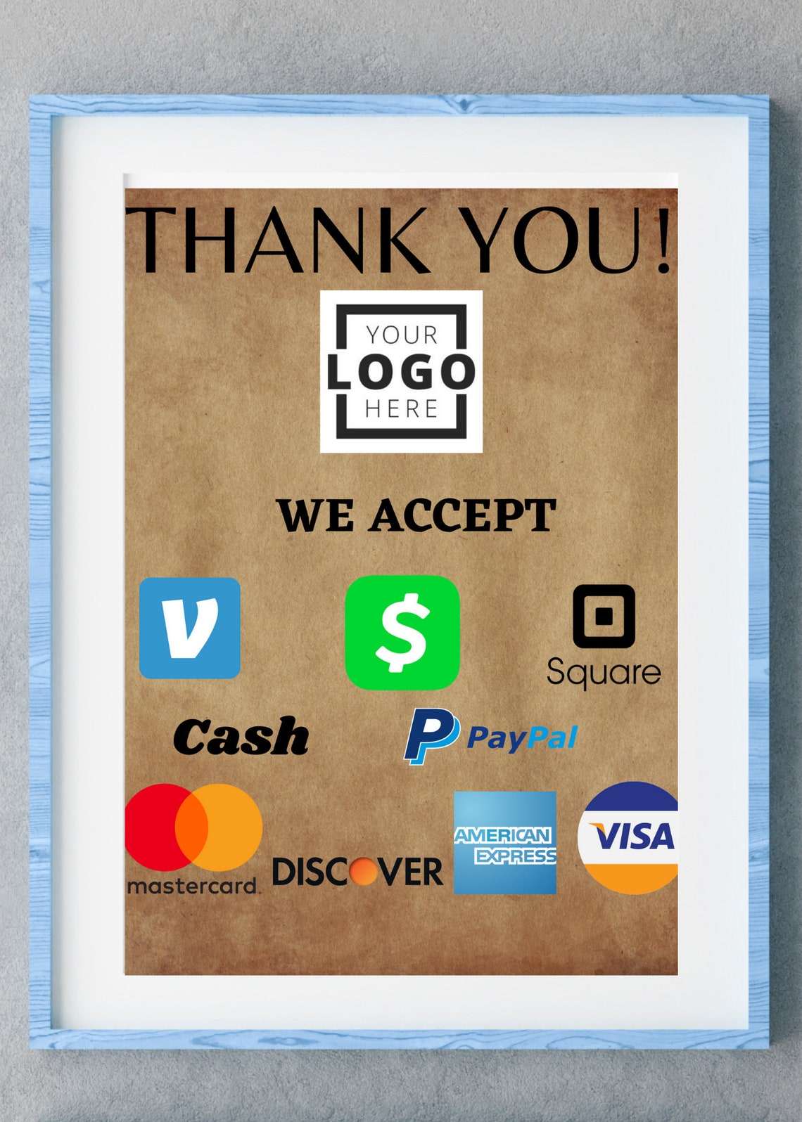 Rustic Templates: Editable, Simple, Acceptable Payments Template, DIY ...