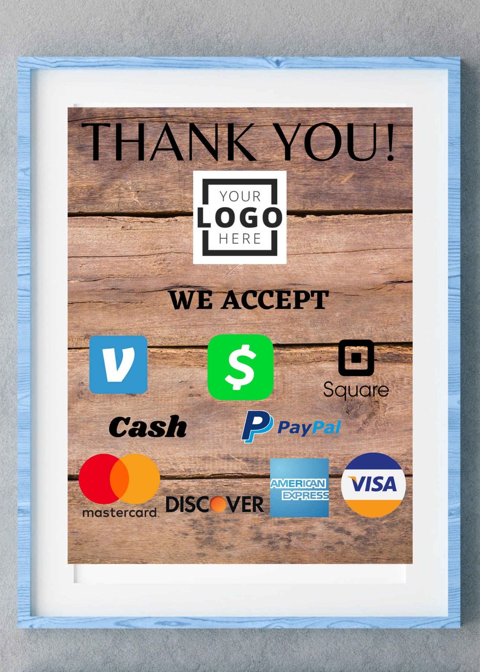 Rustic Templates: Editable, Simple, Acceptable Payments Template, DIY ...