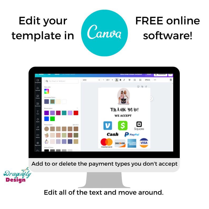 Editable, Simple, Acceptable Payments Template, DIY - Etsy