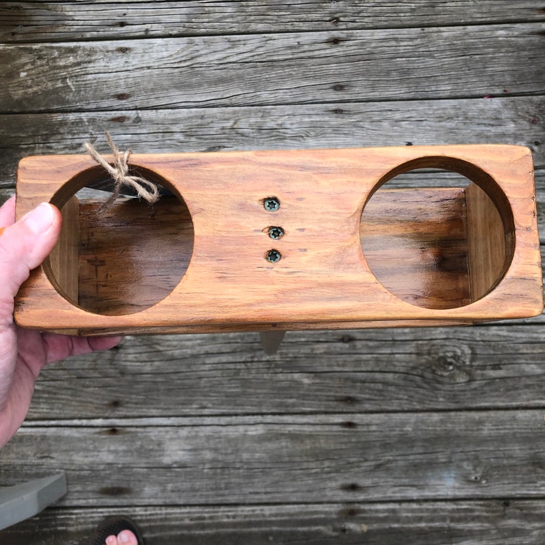 Outdoor Beer Stand / Double Drink Holder / Reclaimed Wood Tall Beverage ...