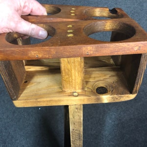 Outdoor Beer Stand / Double Drink Holder / Reclaimed Wood Tall Beverage ...