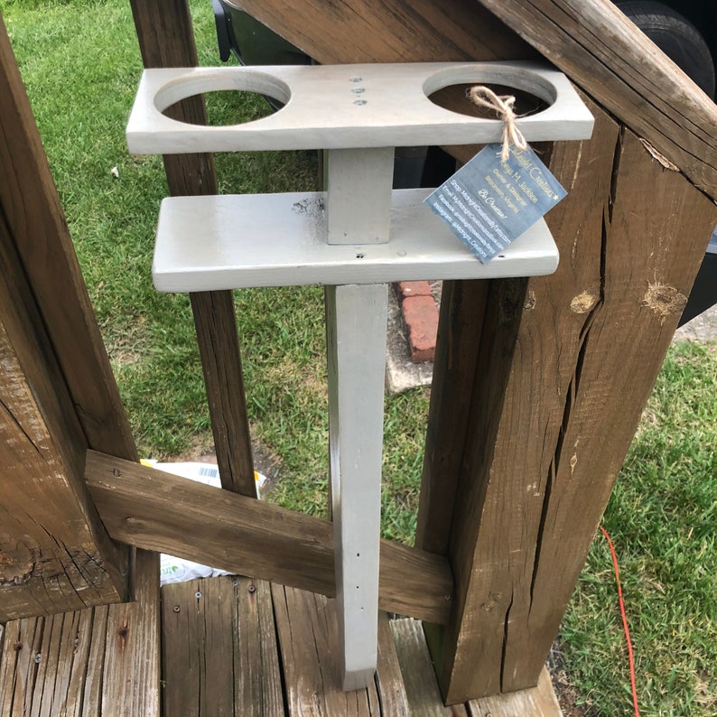 Outdoor Beer Stand / Double Drink Holder / Reclaimed Wood Tall Beverage ...