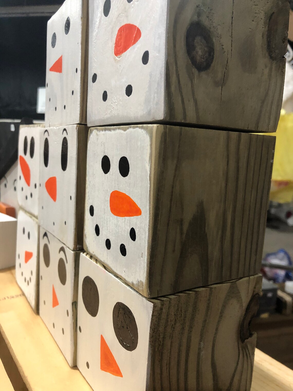 Snowman Block // Rustic Christmas Decor // Primitive Winter Decor - Etsy