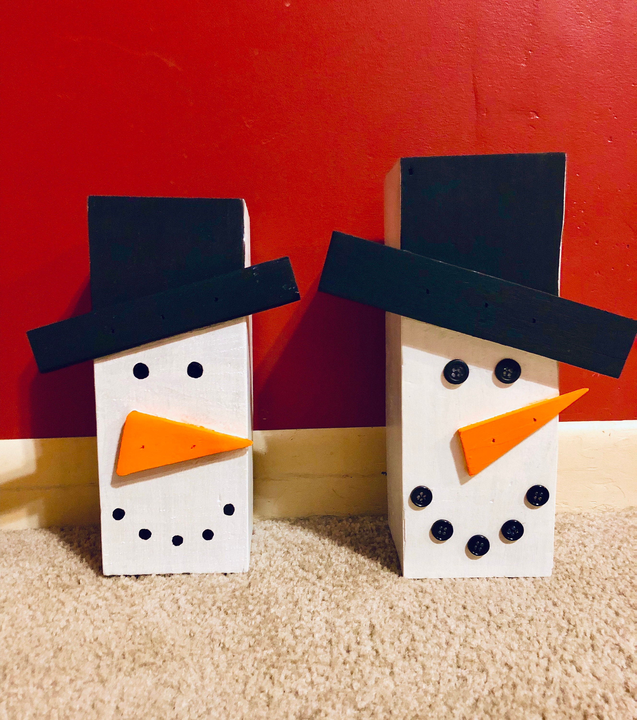 Snowman Block, Rustic Christmas Decor, Primitive Winter Decor - Etsy