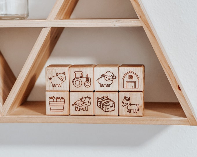 Farm Animal Blocks, Animal Nursery, Wooden Building Blocks, Nursery ...