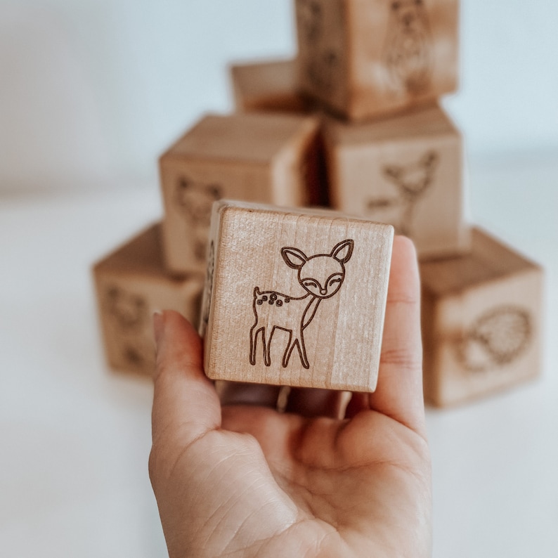 Woodland Animal Wooden Blocks: Engraved Nursery Decor - Etsy