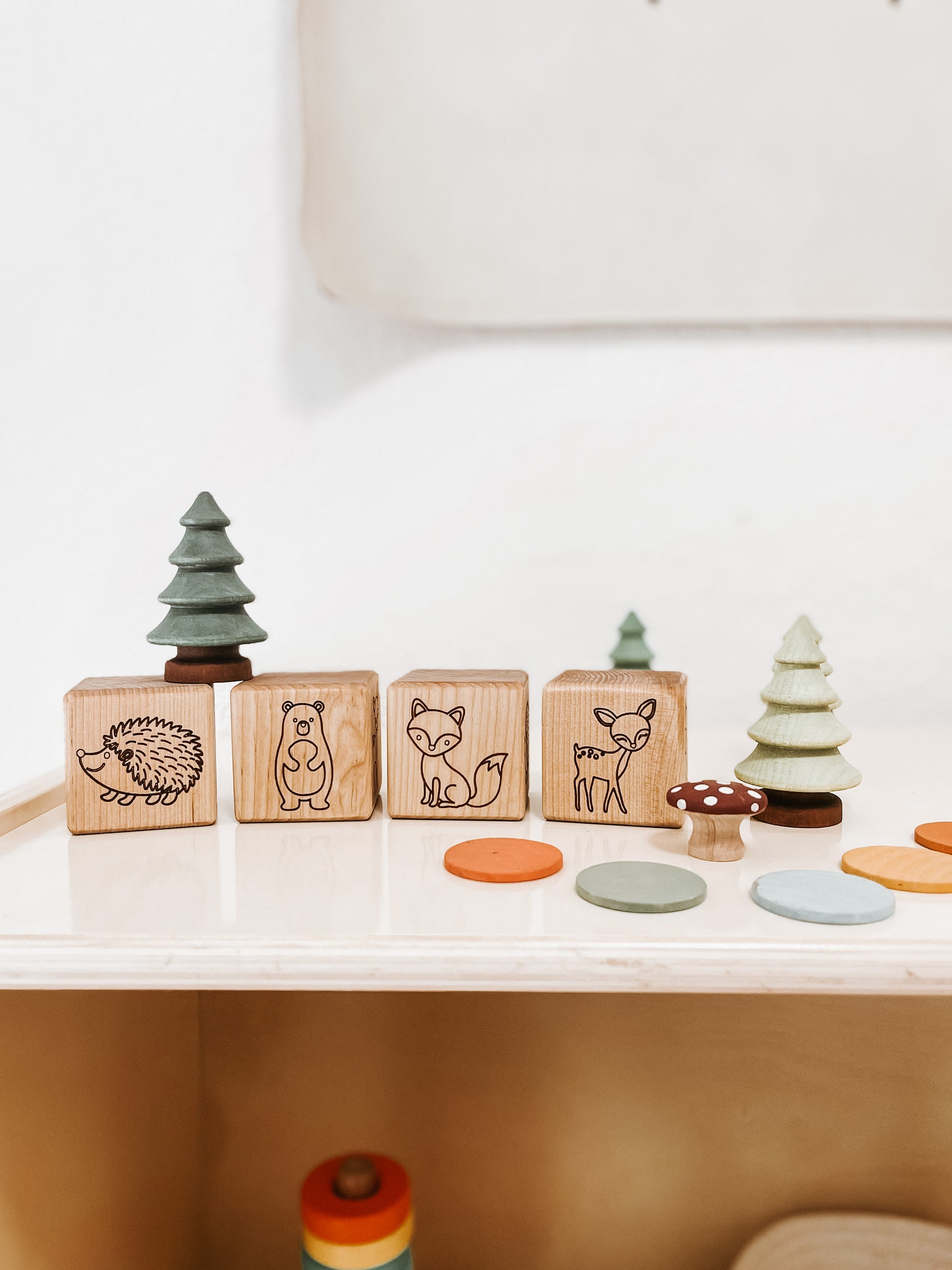 Woodland Animal Wooden Blocks: Engraved Nursery Decor - Etsy