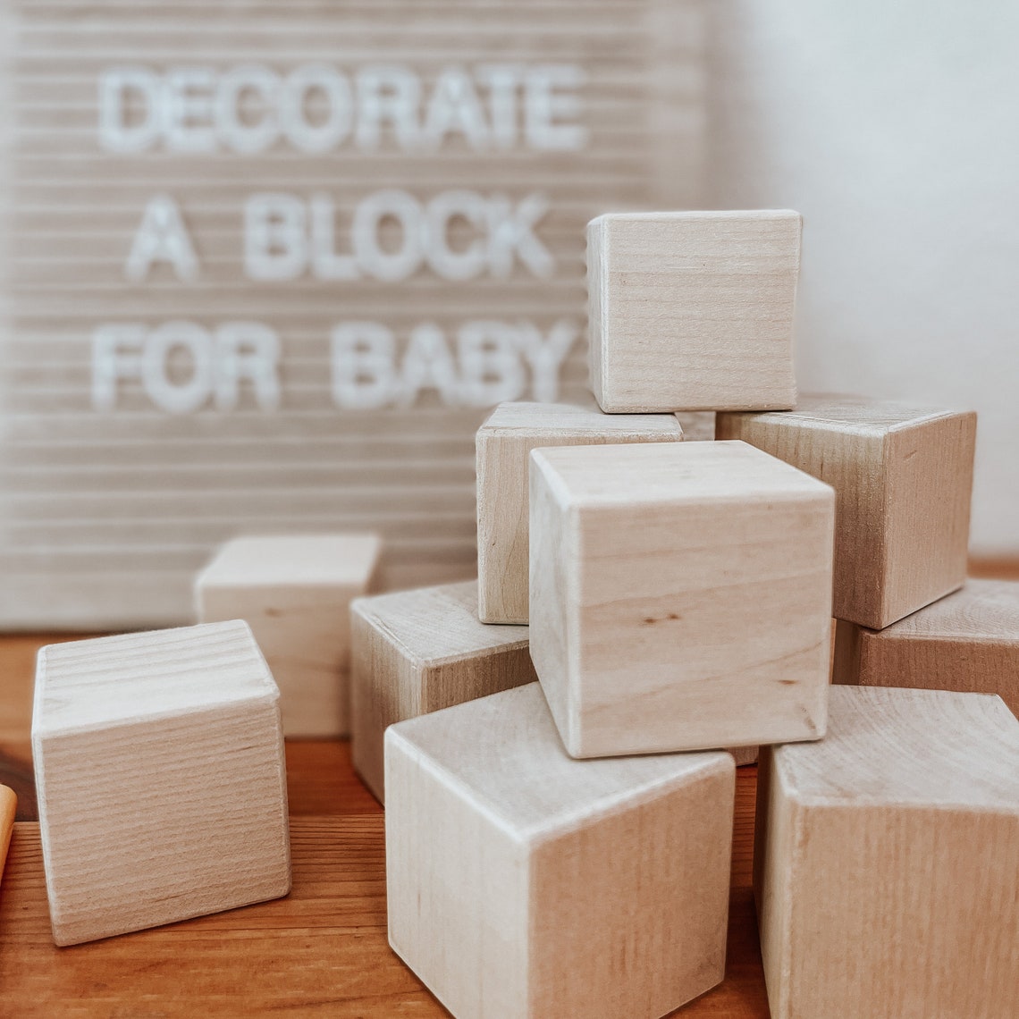 Baby Shower Block Activity Wooden Baby Blocks Baby Shower - Etsy